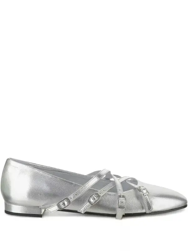 CAREL Leather Ballerina Shoes - Silver