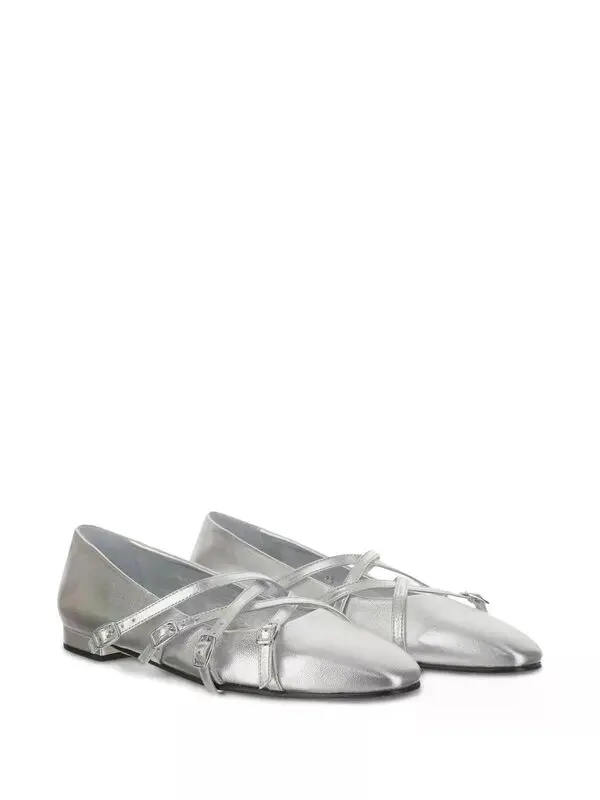 CAREL Leather Ballerina Shoes - Silver