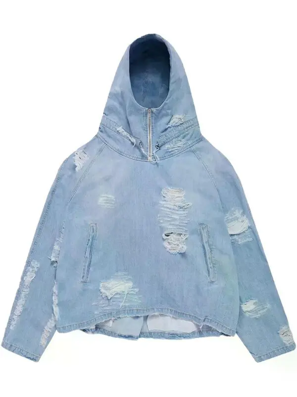 424 Distressed Denim Hooded Jacket