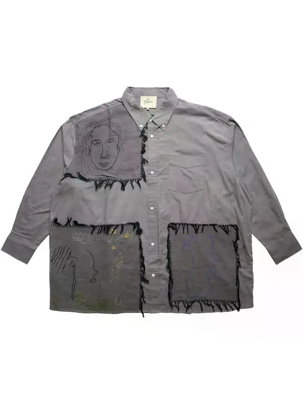 GLASS CYPRESS Faces On Gray Shirt - Grey