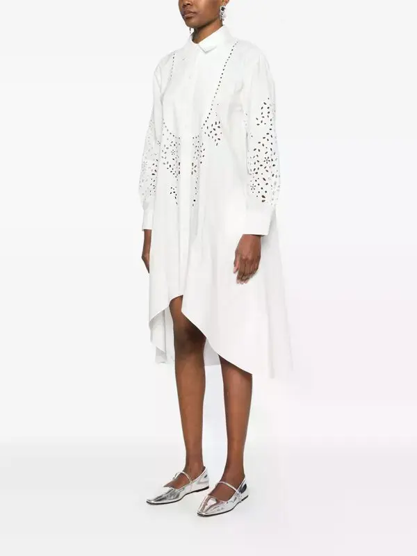 SELF-PORTRAIT Cotton Embroidered Shirt Dress