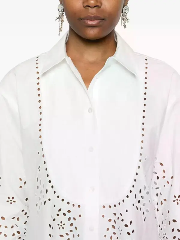 SELF-PORTRAIT Cotton Embroidered Shirt Dress