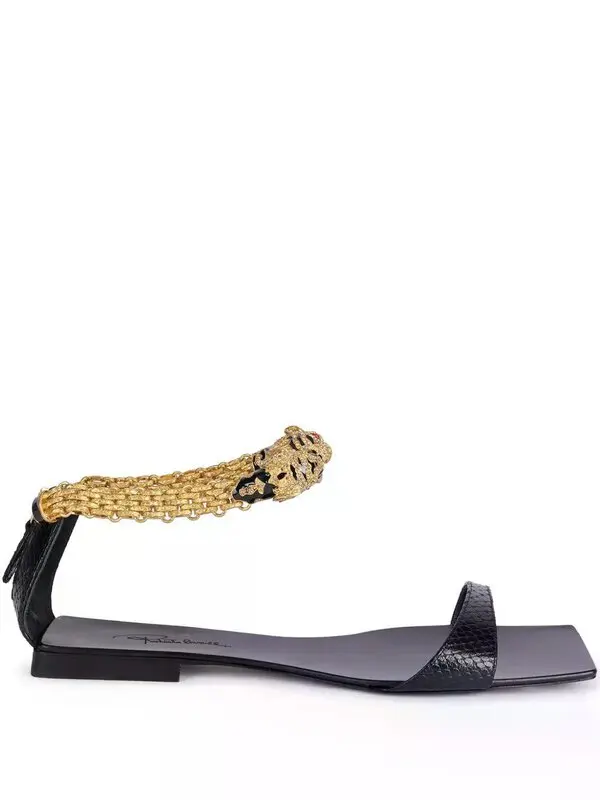 Roberto Cavalli Jewel Tiger Flat Sandals