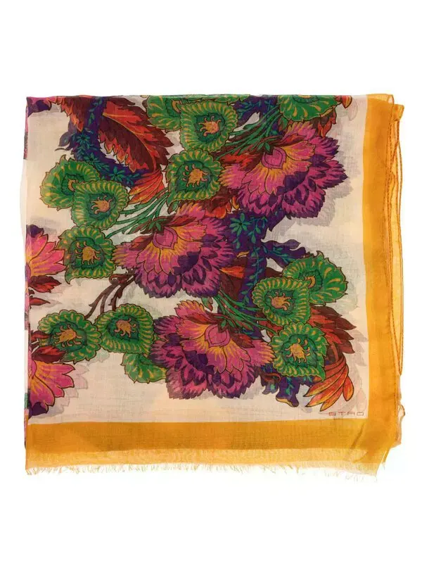 Etro Floral-print Scarf - Neutrals