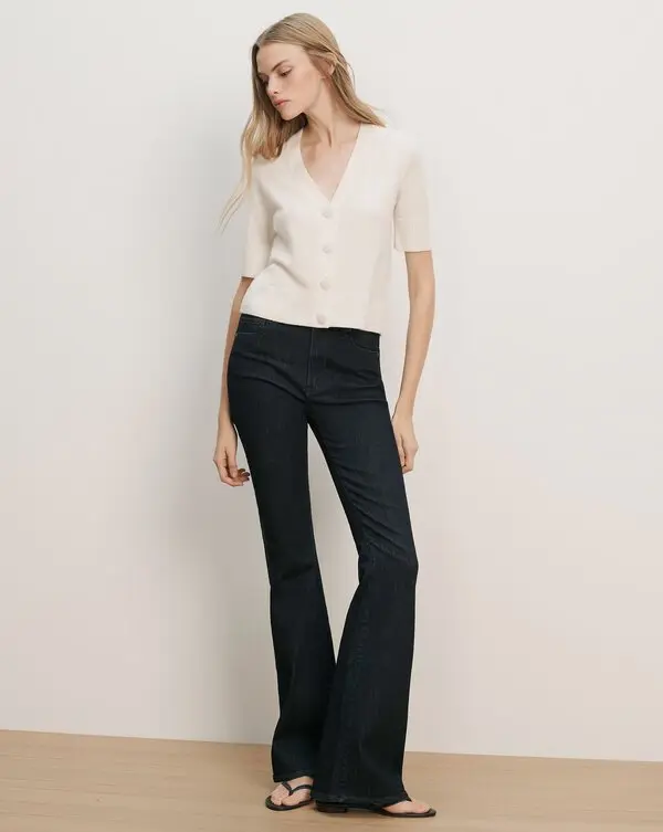 Veronica Beard Solene Short-sleeve Cashmere Cardigan