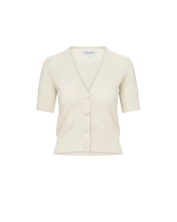 Veronica Beard Solene Short-sleeve Cashmere Cardigan