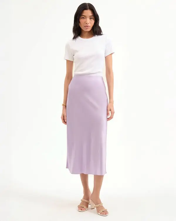 Veronica Beard Clover Stretch-silk Slip Skirt - Soft Lilac
