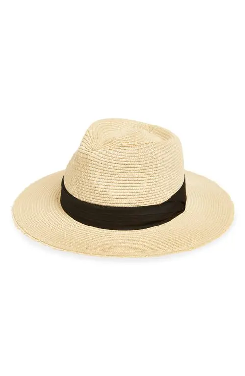Nordstrom Fray Edge Packable Panama Hat - Ivory