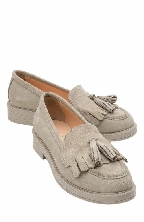 FOREVER & ALWAYS SHOES Milly Tassel Loafer - Beige Suede Leather