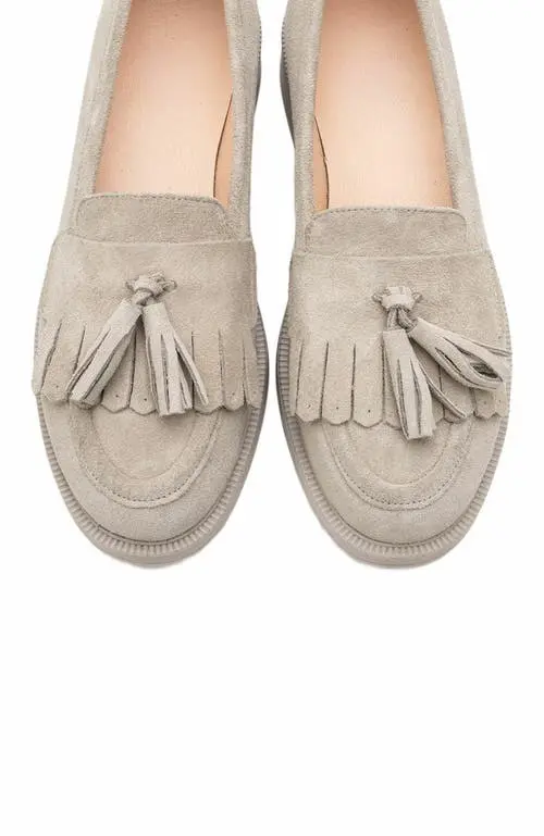 FOREVER & ALWAYS SHOES Milly Tassel Loafer - Beige Suede Leather