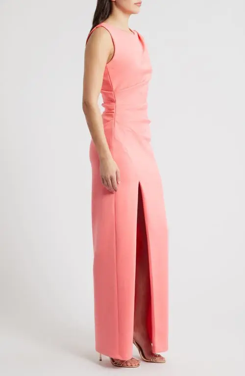 Black Halo Braden Pleated Column Gown - Coral