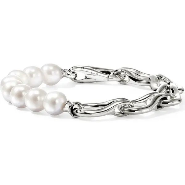 John Hardy And Pearl Link Bracelet - Sterling Silver