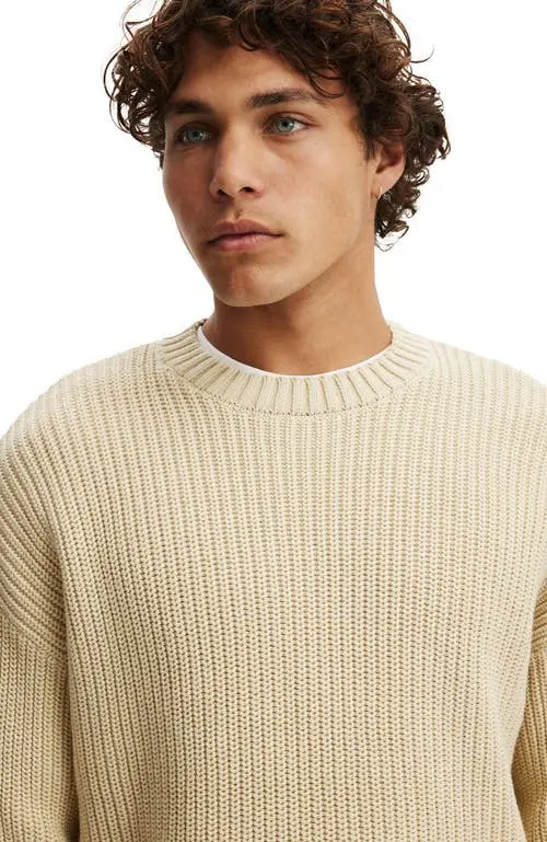 COTTON ON Washed Box Fit Crew Knit - Stone
