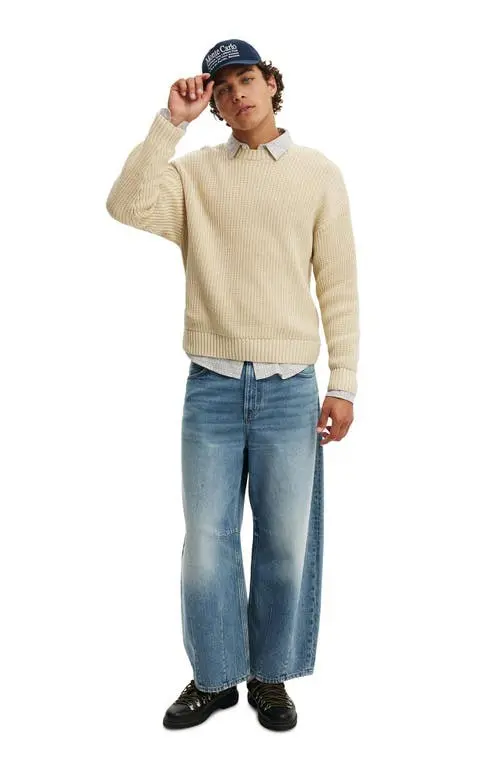 COTTON ON Washed Box Fit Crew Knit - Stone