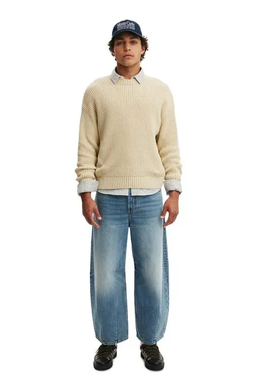 COTTON ON Washed Box Fit Crew Knit - Stone