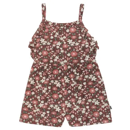 MODERN MOMENTS™ BY GERBER Ruffle Short Romper - Brown Star Floral