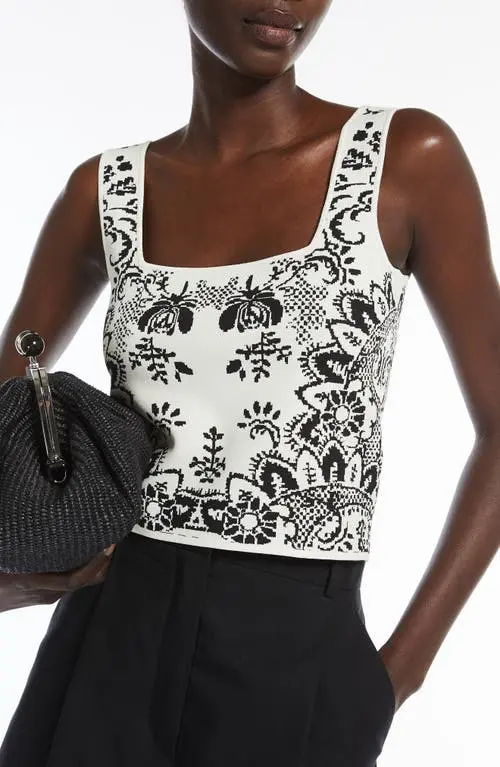 Max Mara Pilade Jacquard Sweater Tank - White/black