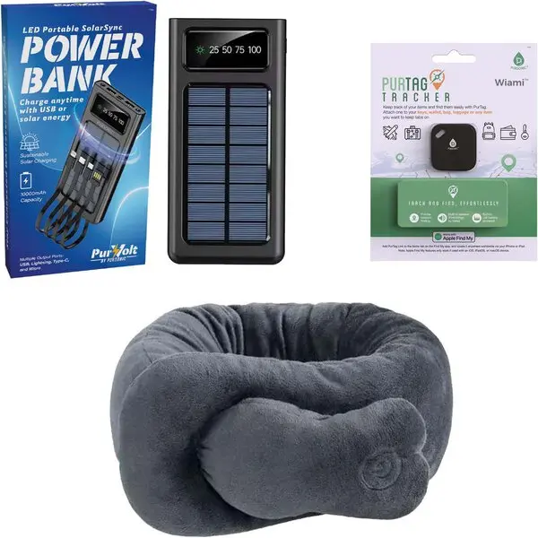 PURSONIC Ultimate Travel Comfort Bundle Stay Relaxed, Powered Up - Black