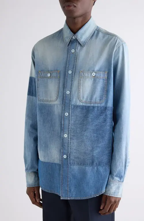 Givenchy Rip & Repair Cotton Chambray Button-up Shirt - Light Blue