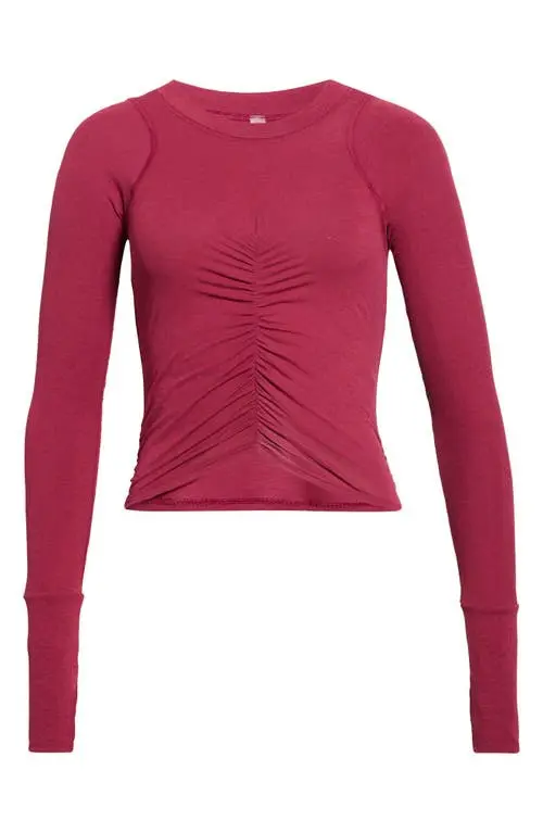Free People Tempo Ruched Long Sleeve T-shirt - Brick