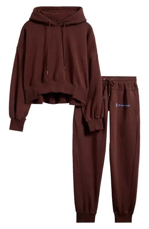 Free People Undefeated Cotton Blend Hoodie And Jogger Set - Cocoa
