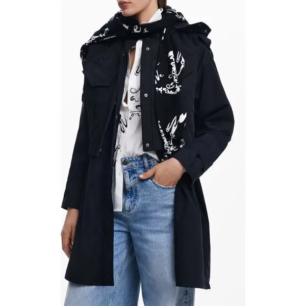 Desigual 2-in-1 Coat With Detachable Vest And Removable Hood