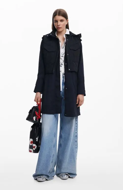 Desigual 2-in-1 Coat With Detachable Vest And Removable Hood