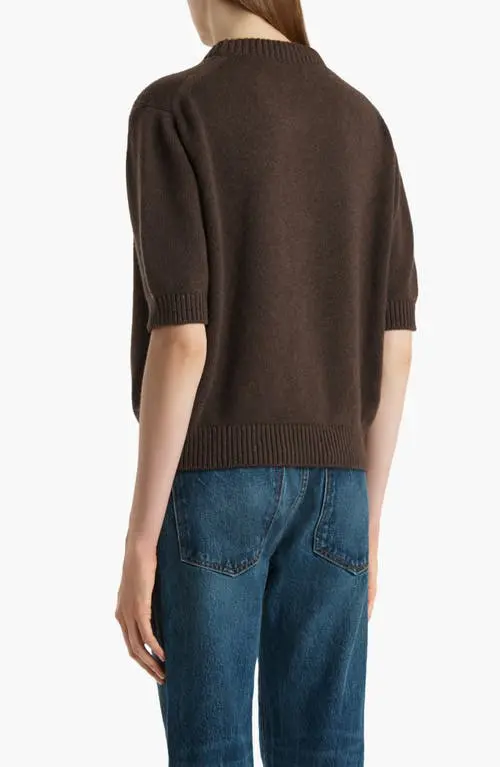 Khaite Davin Short Sleeve Cashmere Sweater - Coffee