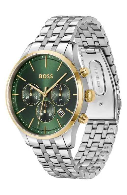 BOSS Avery Chronograph Bracelet Watch - Silver/green