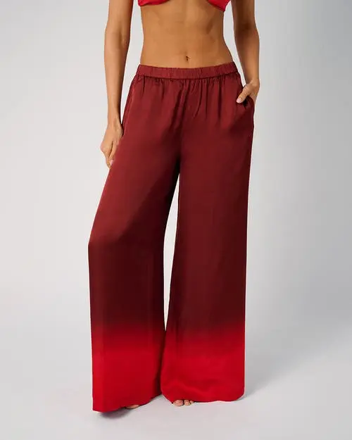 WeWoreWhat Mid-rise Satin Beach Pant - Oxblood/cherry