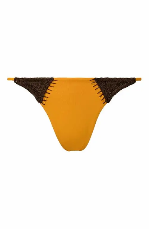 WeWoreWhat Crochet Side-tie Bikini Bottom - Mahogany/orng