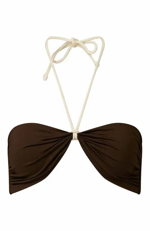 WeWoreWhat Rope Tie Halter Bikini Top - Mahogany
