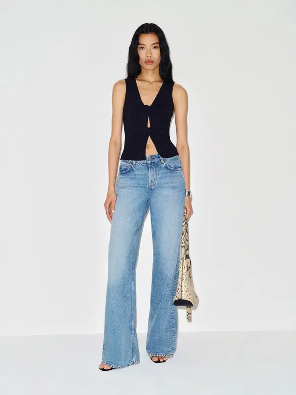 REFORMATION Tefi Knit Top - Black
