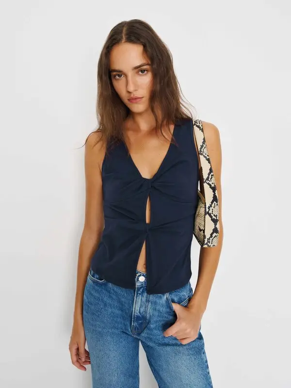 REFORMATION Tefi Knit Top - Blue