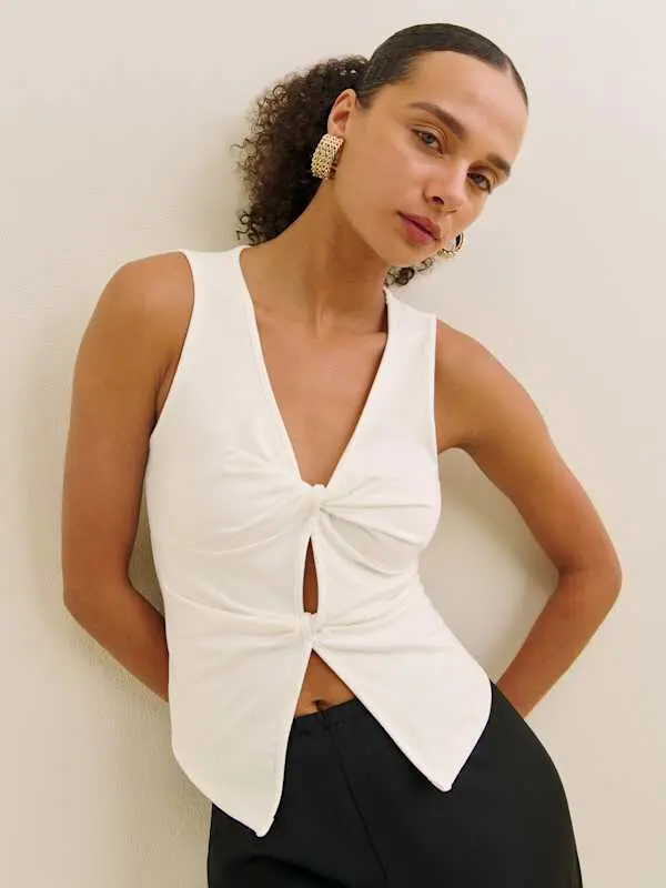 REFORMATION Tefi Knit Top - Ivory