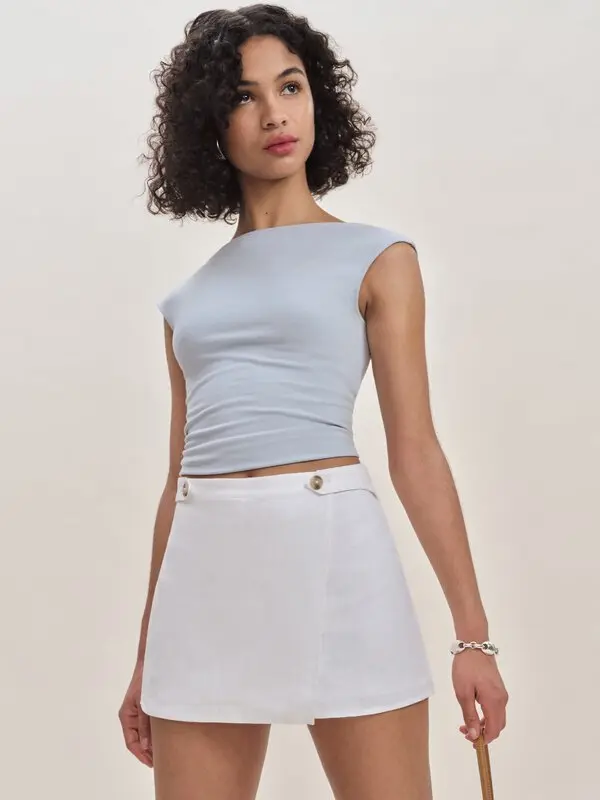 REFORMATION Clover Linen Micro Skort