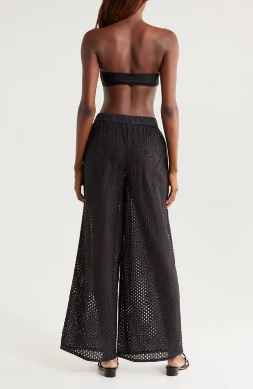 Solid & Striped The Delaney Open Knit Cotton Cover-up Pants - Noir