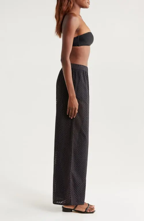 Solid & Striped The Delaney Open Knit Cotton Cover-up Pants - Noir