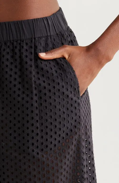 Solid & Striped The Delaney Open Knit Cotton Cover-up Pants - Noir