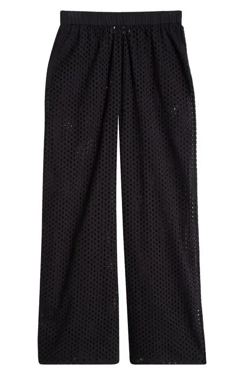 Solid & Striped The Delaney Open Knit Cotton Cover-up Pants - Noir