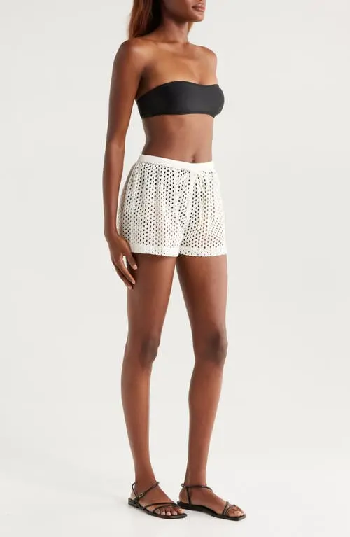Solid & Striped The Nancy Open Knit Cotton Cover-up Shorts - Brule