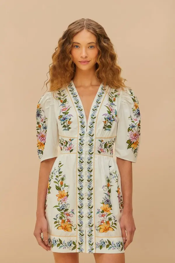 Off-white Sweet Bloom Dreamscape Organic Cotton Mini Dress
