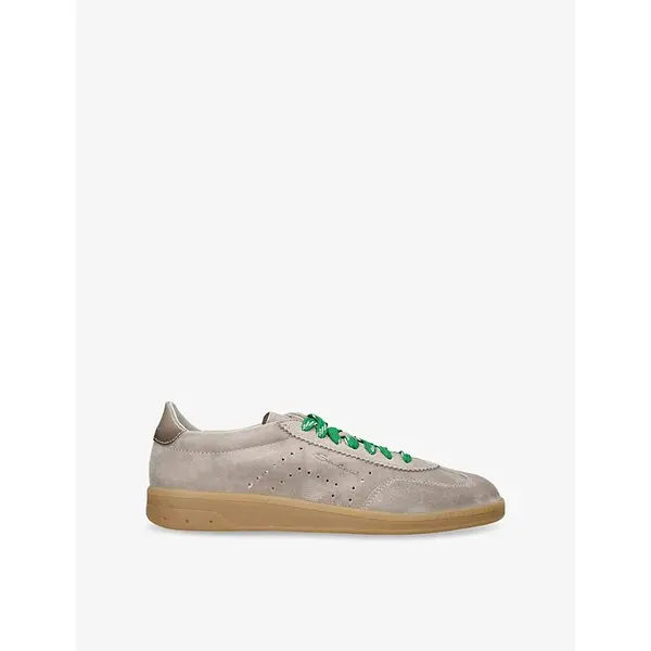 Santoni Oly Pulse Logo-embossed Suede Low-top Trainers