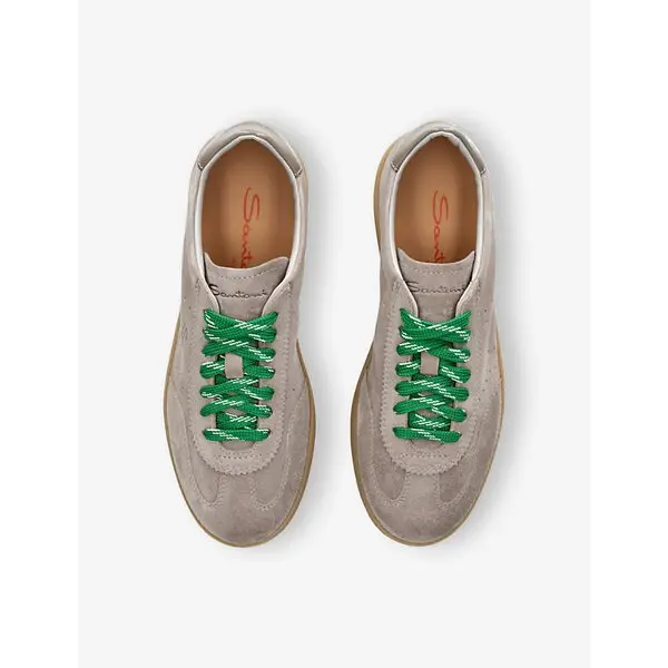 Santoni Oly Pulse Logo-embossed Suede Low-top Trainers