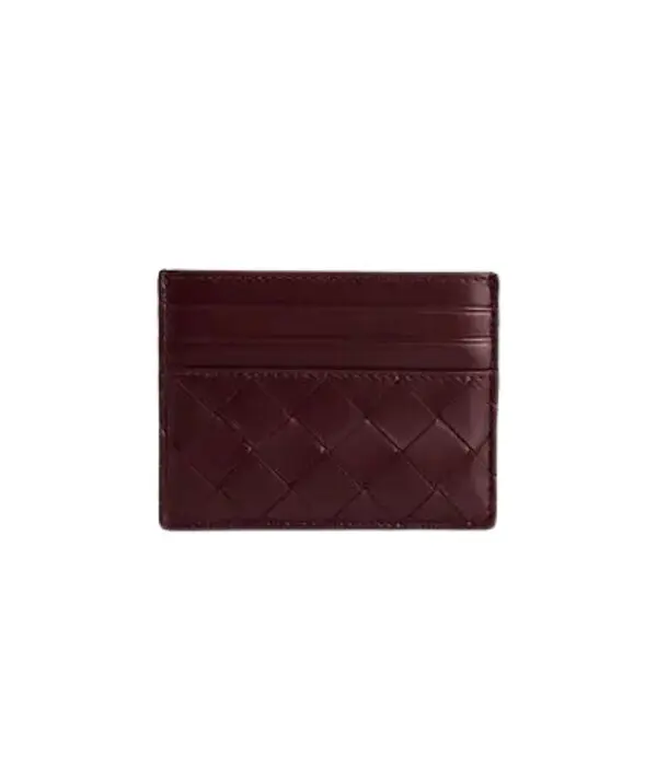 Bottega Veneta Intrecciato Leather Card Holder - Barolo-gold