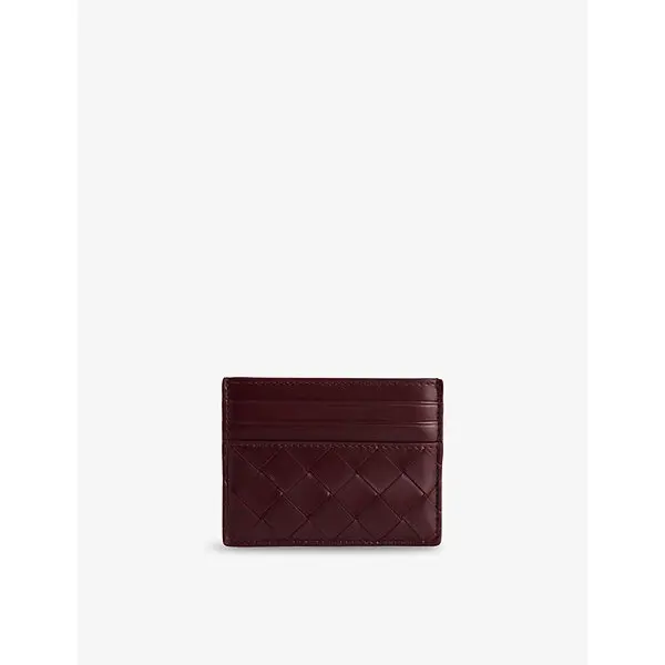 Bottega Veneta Intrecciato Leather Card Holder - Barolo-gold
