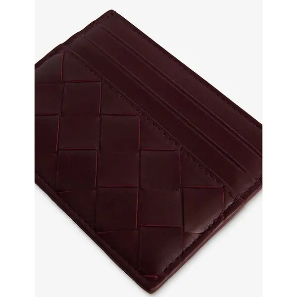 Bottega Veneta Intrecciato Leather Card Holder - Barolo-gold
