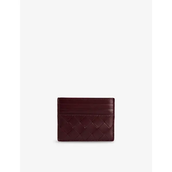 Bottega Veneta Intrecciato Leather Card Holder - Barolo-gold