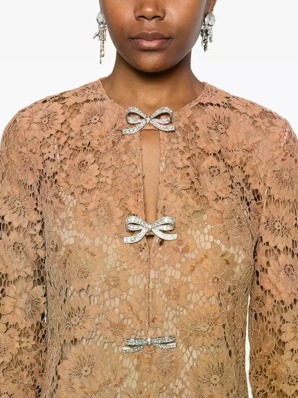 SELF-PORTRAIT Lace Mini Dress With Bow Detail