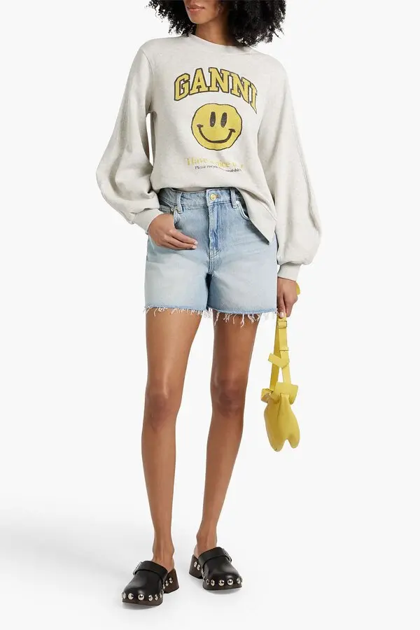 GANNI Frayed Denim Shorts